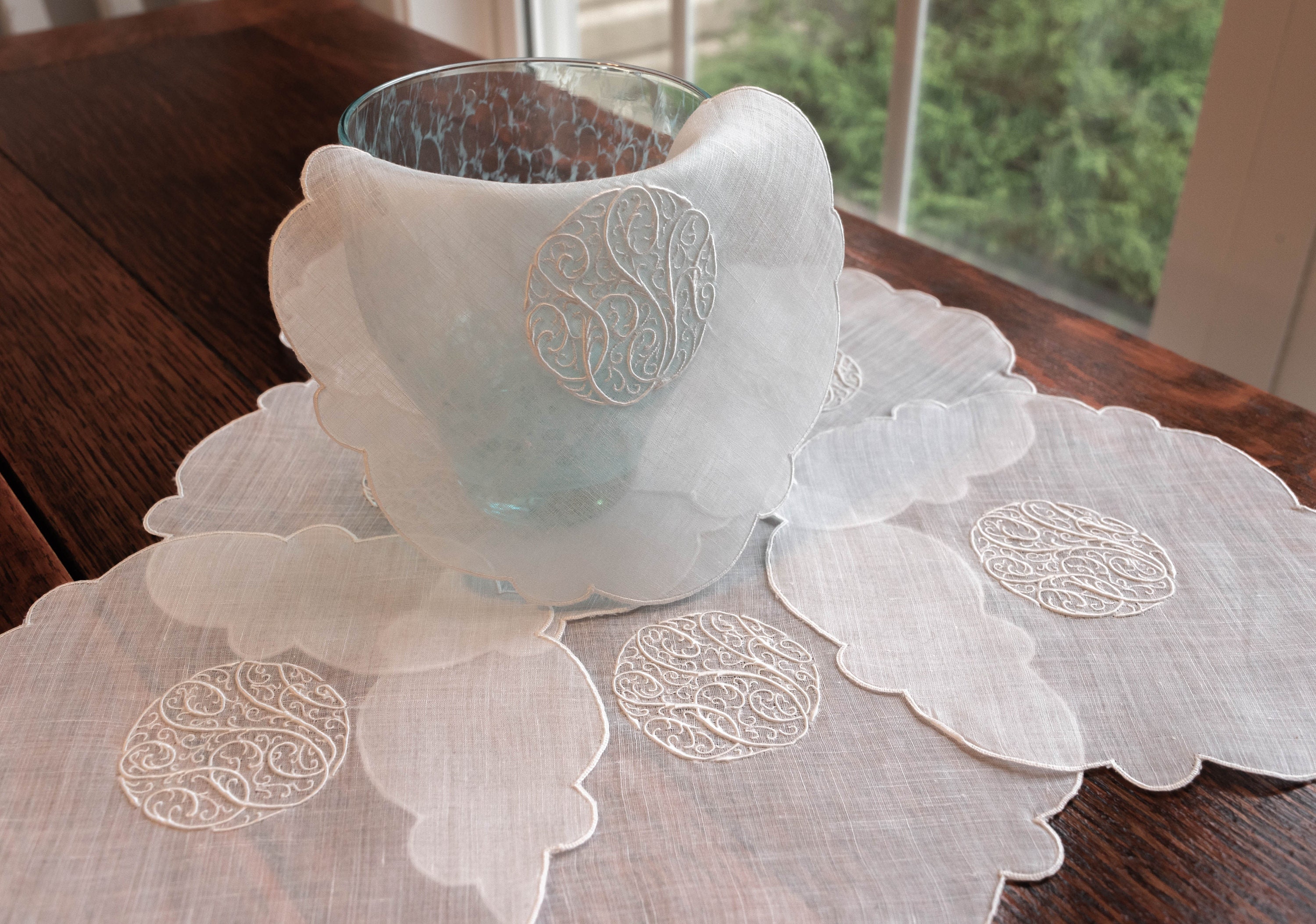 Set of 7 ssa Monogram Sheer Organdy Cocktail - Etsy