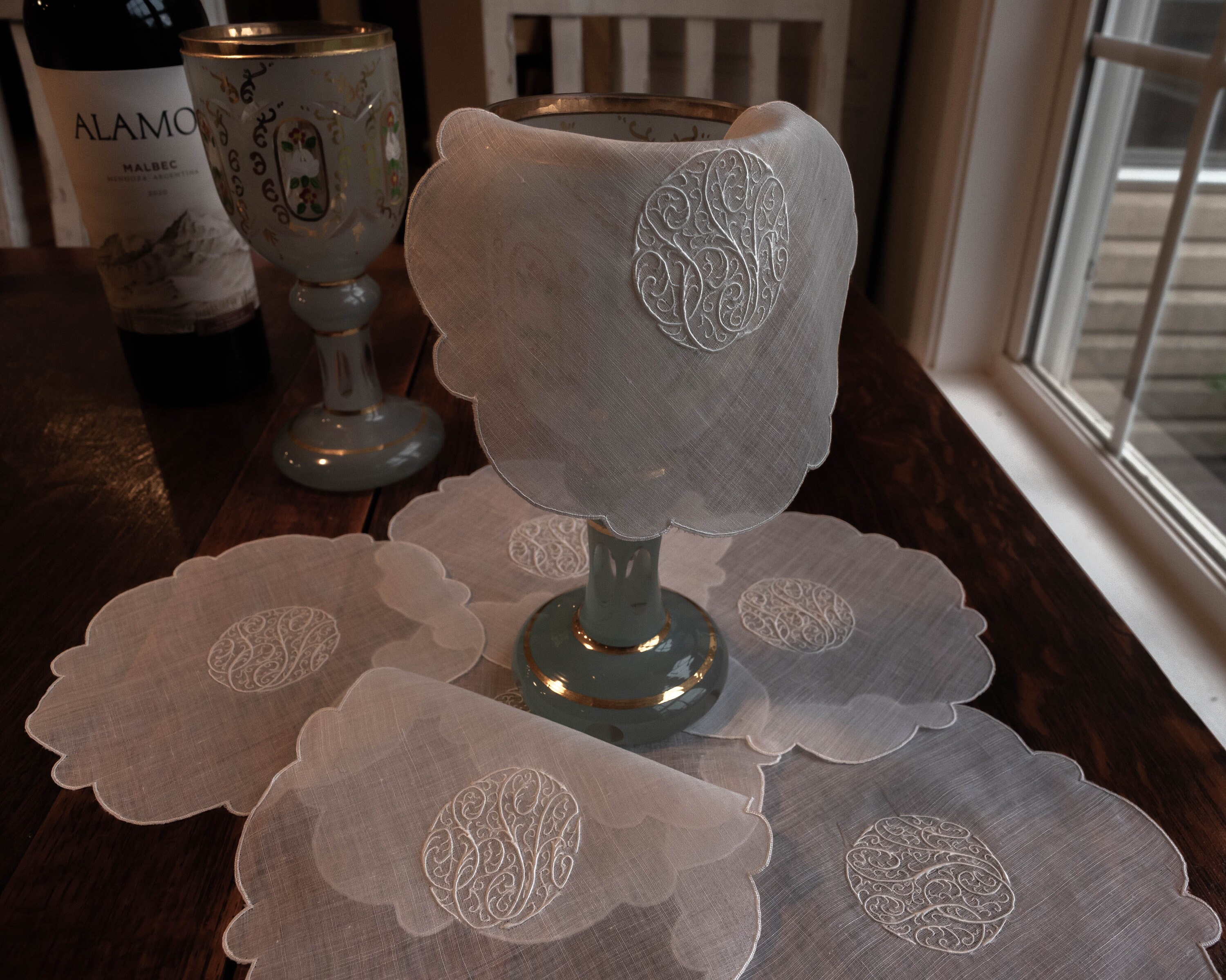 Set of 7 ssa Monogram Sheer Organdy Cocktail - Etsy