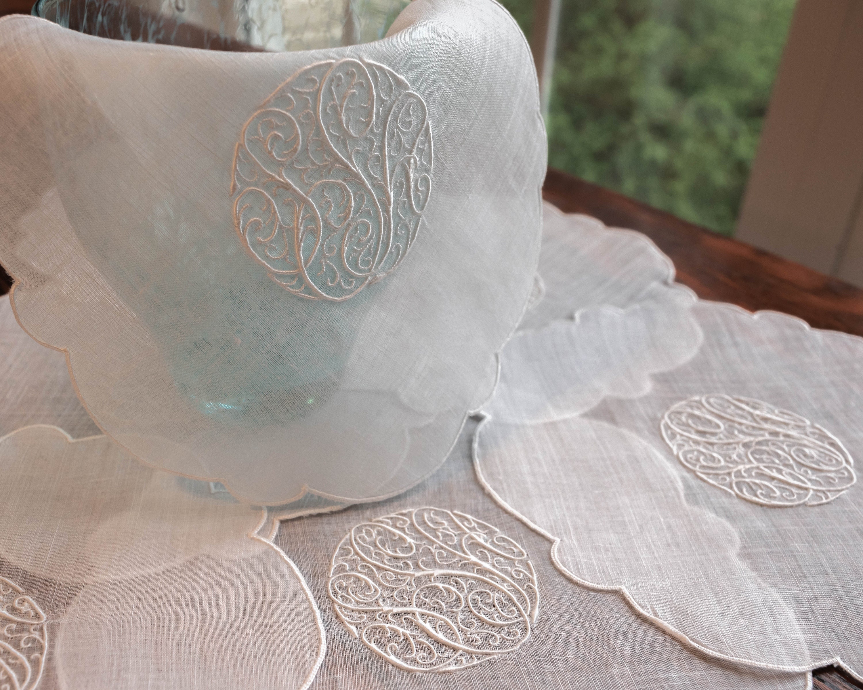 Set of 7 ssa Monogram Sheer Organdy Cocktail - Etsy