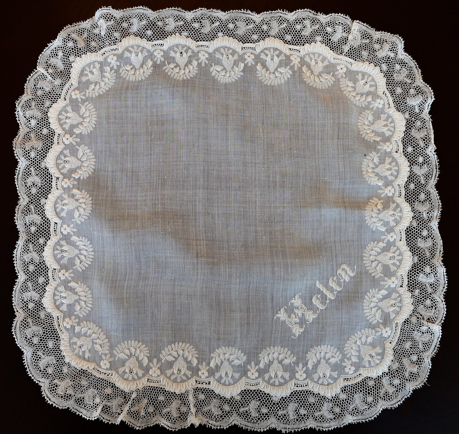 Antique Lace Wedding Hanky, Hand Embroidered Swiss, Hand Valenciennes ...