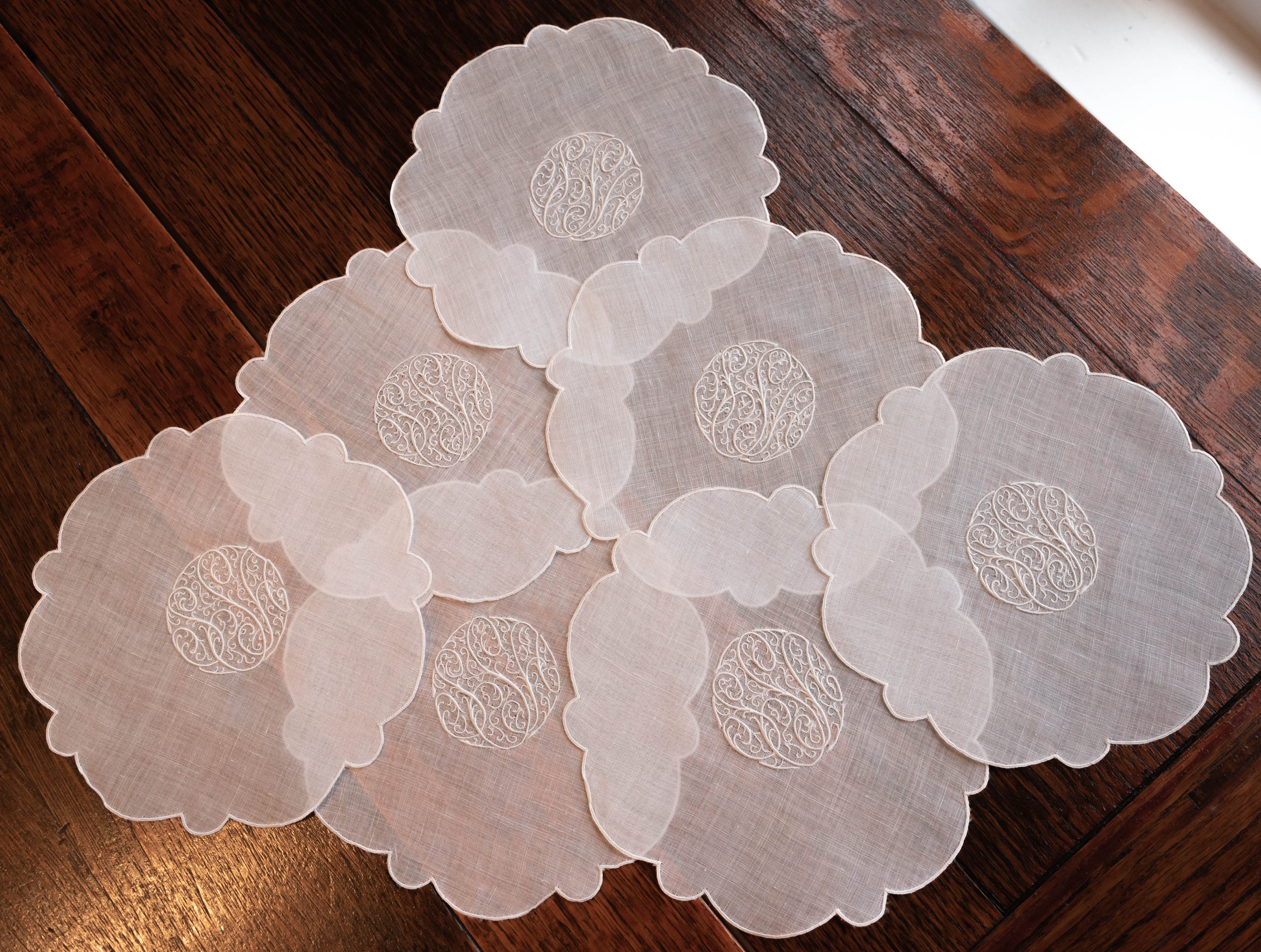 Set of 7 ssa Monogram Sheer Organdy Cocktail - Etsy