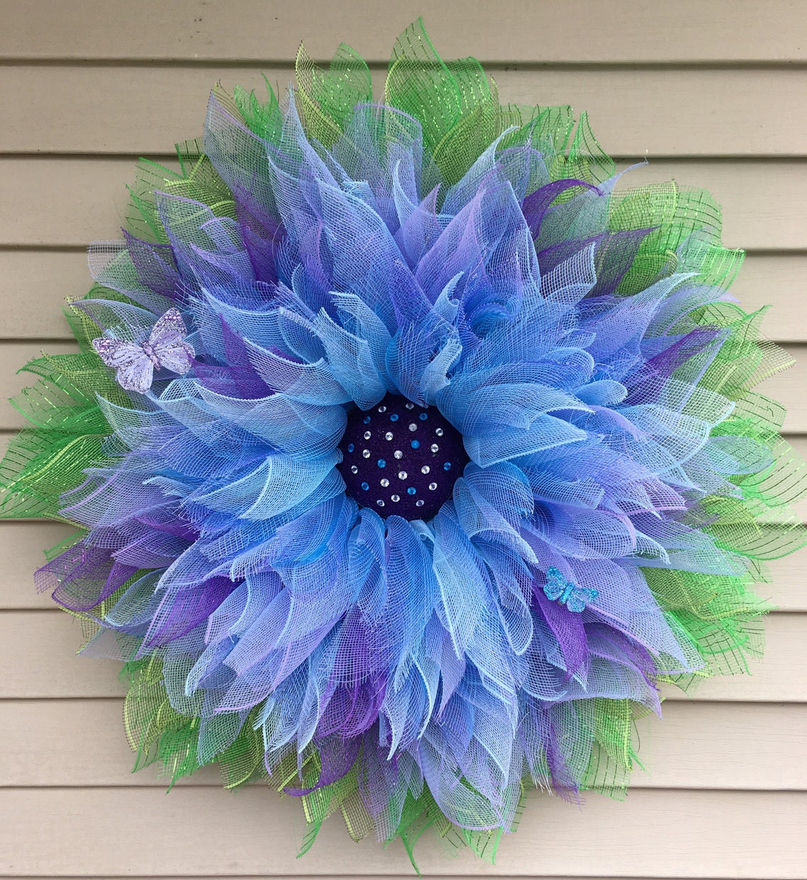 Ombre Blue & Purple Flower Wreath - Etsy