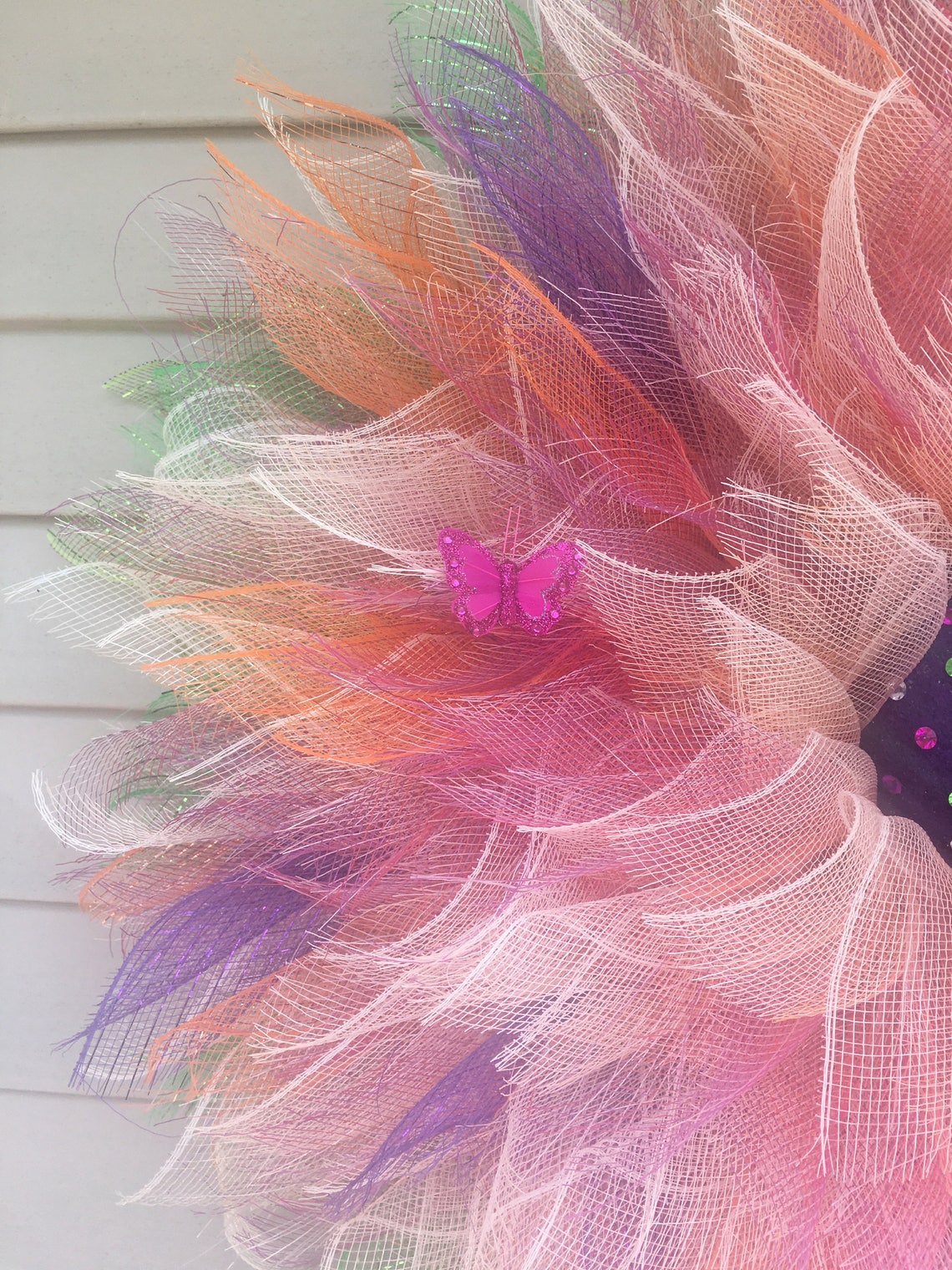 Colorful Deco Mesh Flower Wreath - Etsy