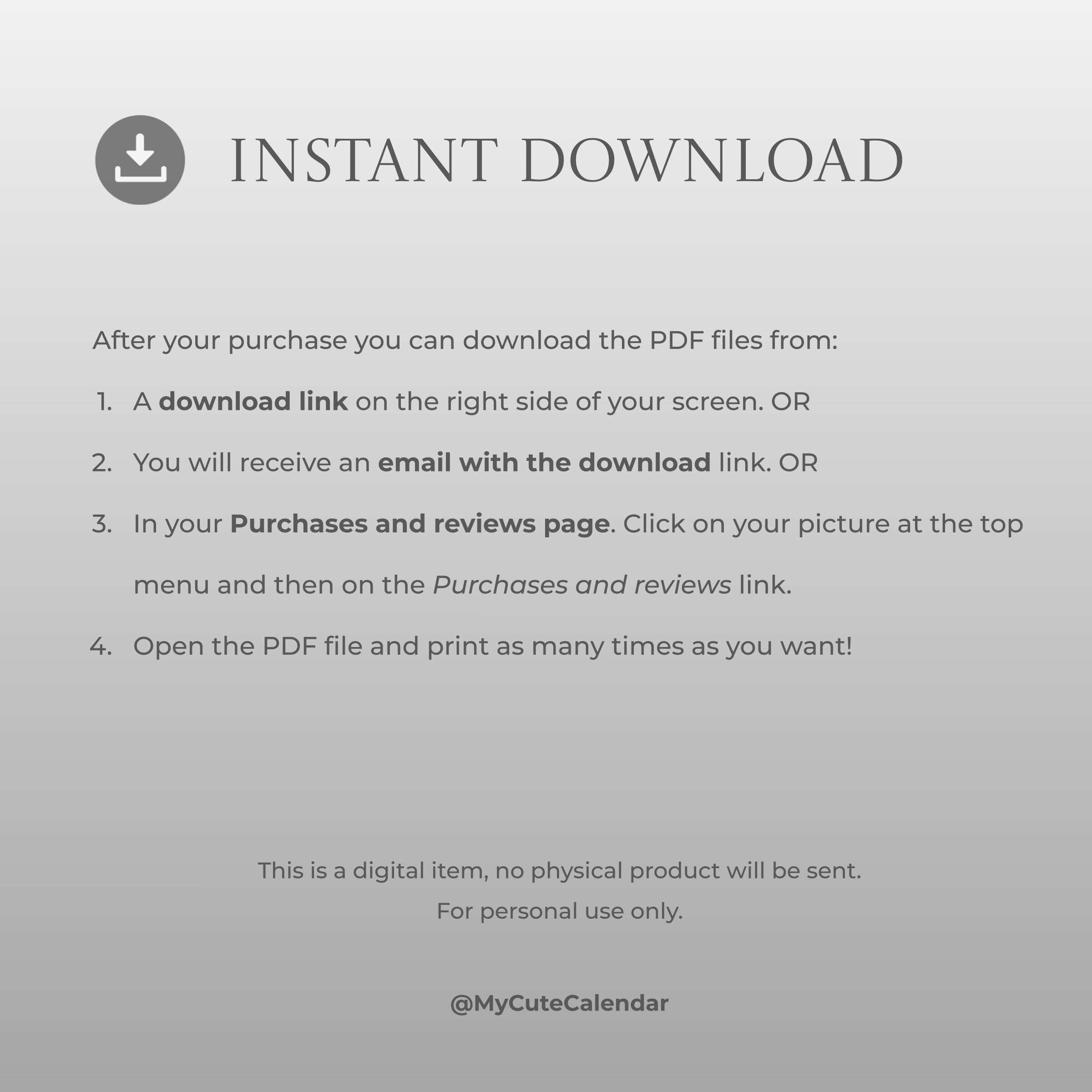 2023 2024 Handwriting Calendar Bundle Pack With Space for Notes Instant ...