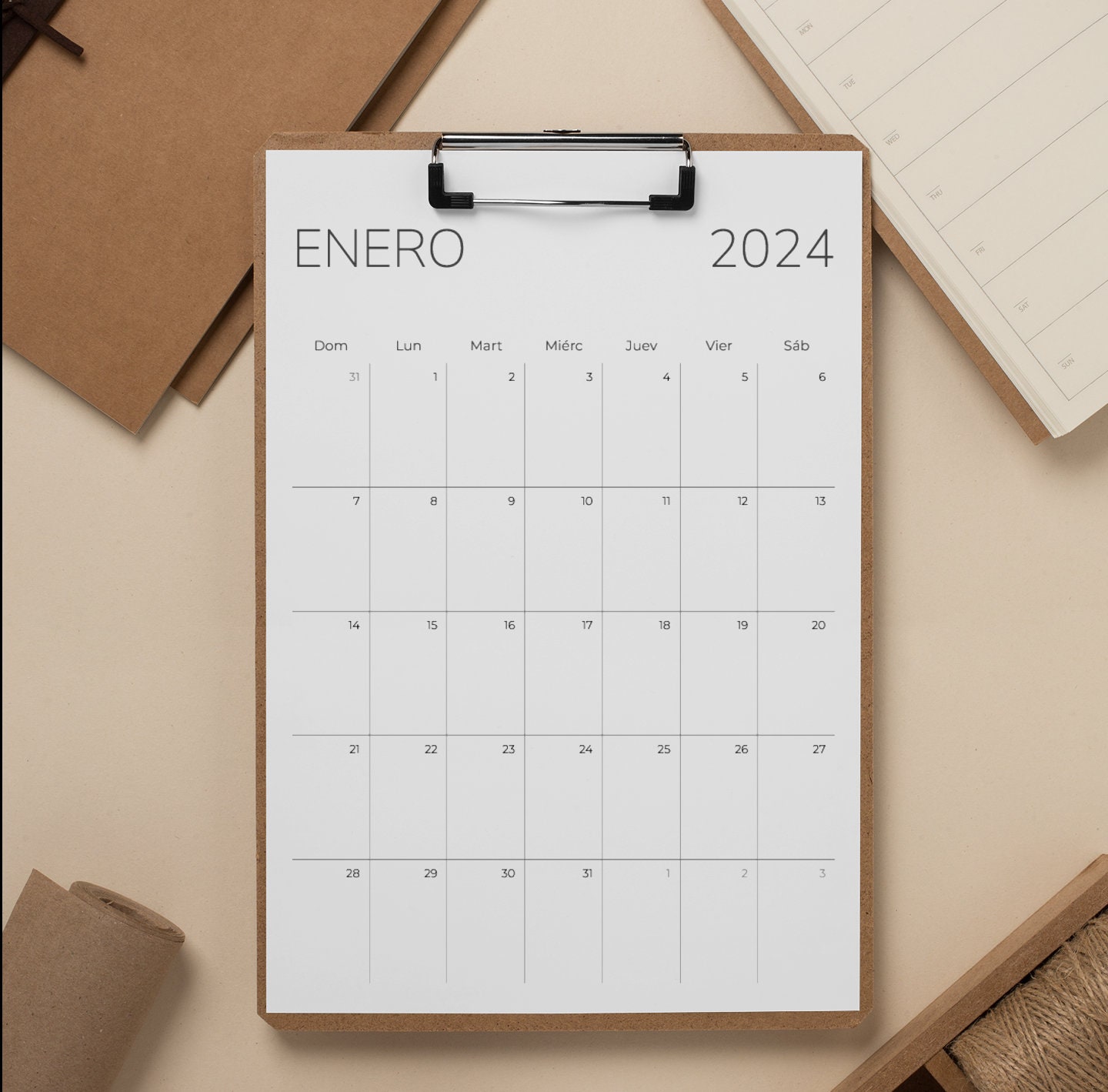 2024 SPANISH Calendar / Planner Instant Download. Monday and Sunday ...