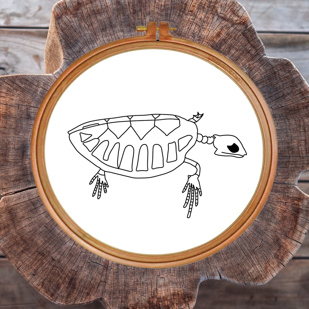 Hawksbill Sea Turtle Skeleton Hand Embroidery Pattern | Endangered ...