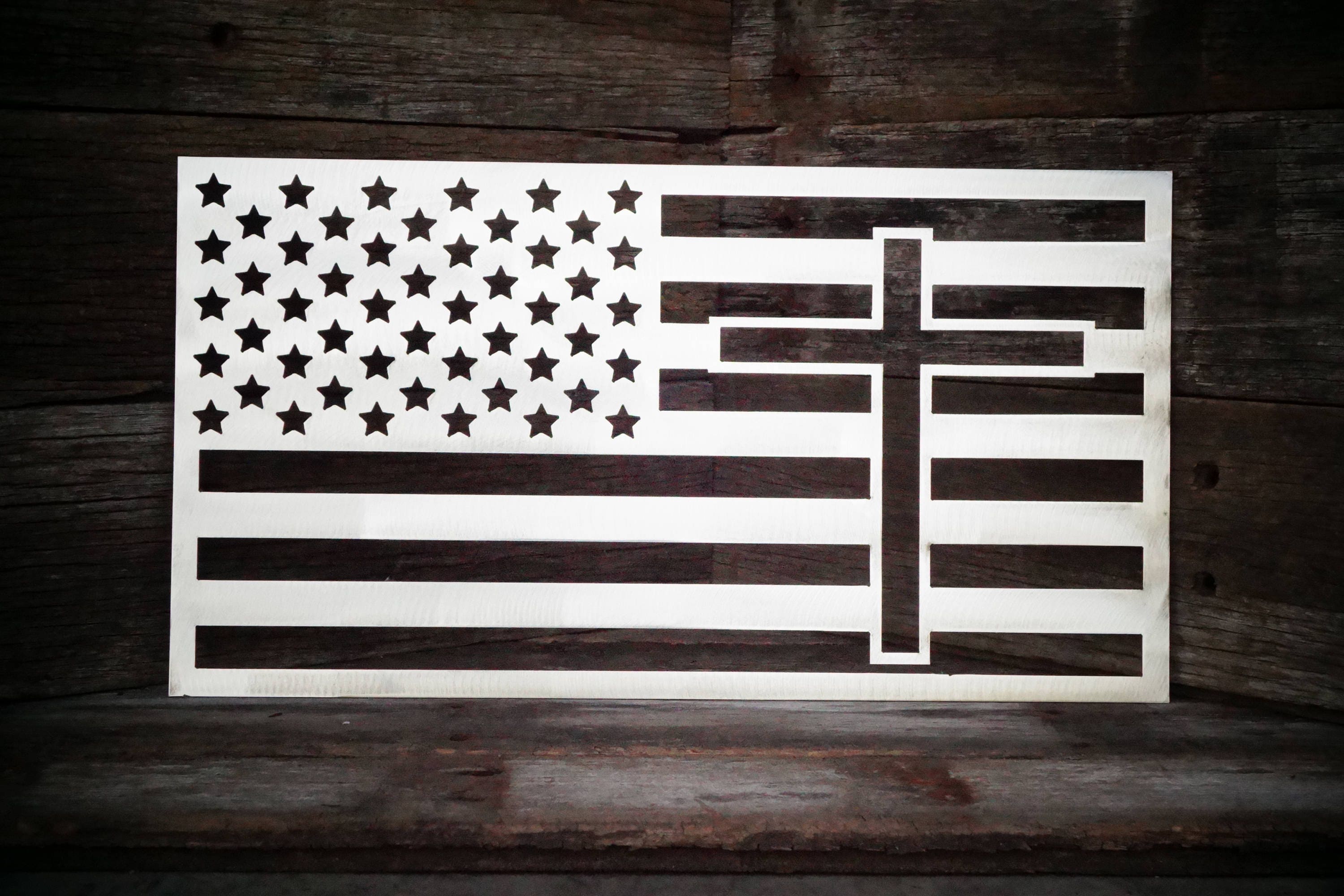 American Flag With Cross - Etsy
