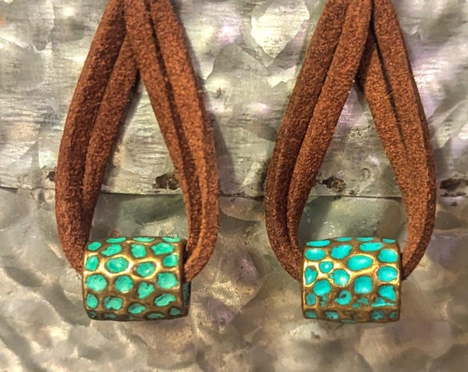 Leather Dangles With Metal Beads - Etsy