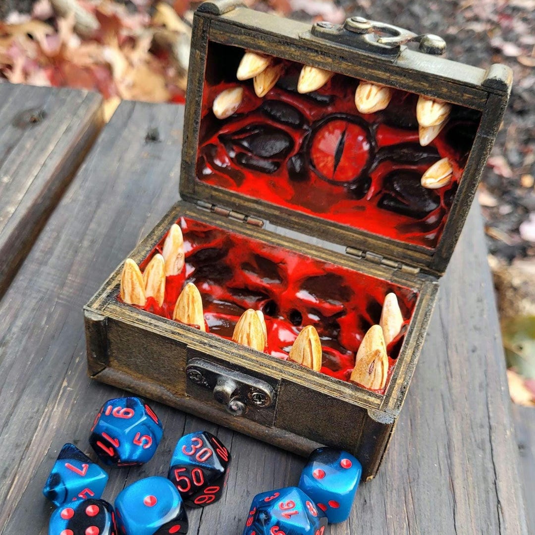 Dungeons and Dragons Mimic Dice Storage Chest, Tabletop Rpg Dice Vault ...
