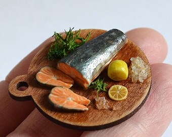 scale one inch salmon,Incredible Detail Dollhouse miniature salmon,fish ...
