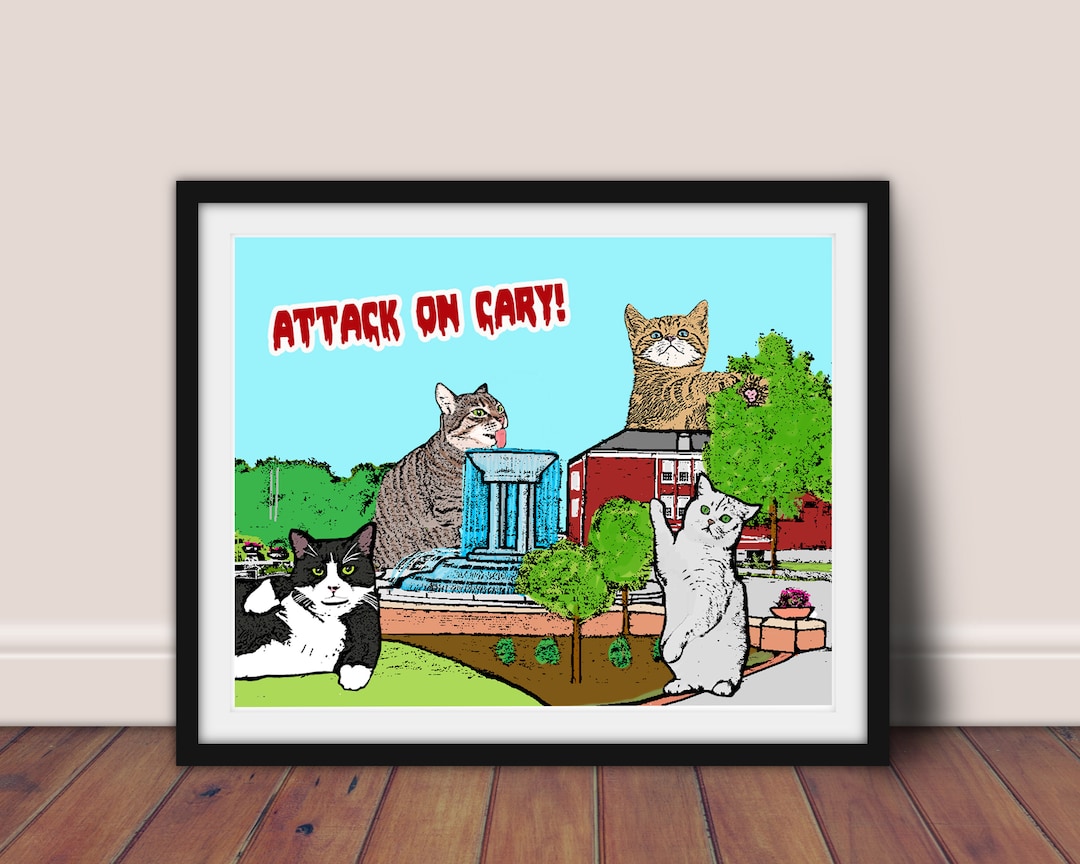 Cary NC 8x10 Print // Cary Cats // Cary NC Pop Art - Etsy