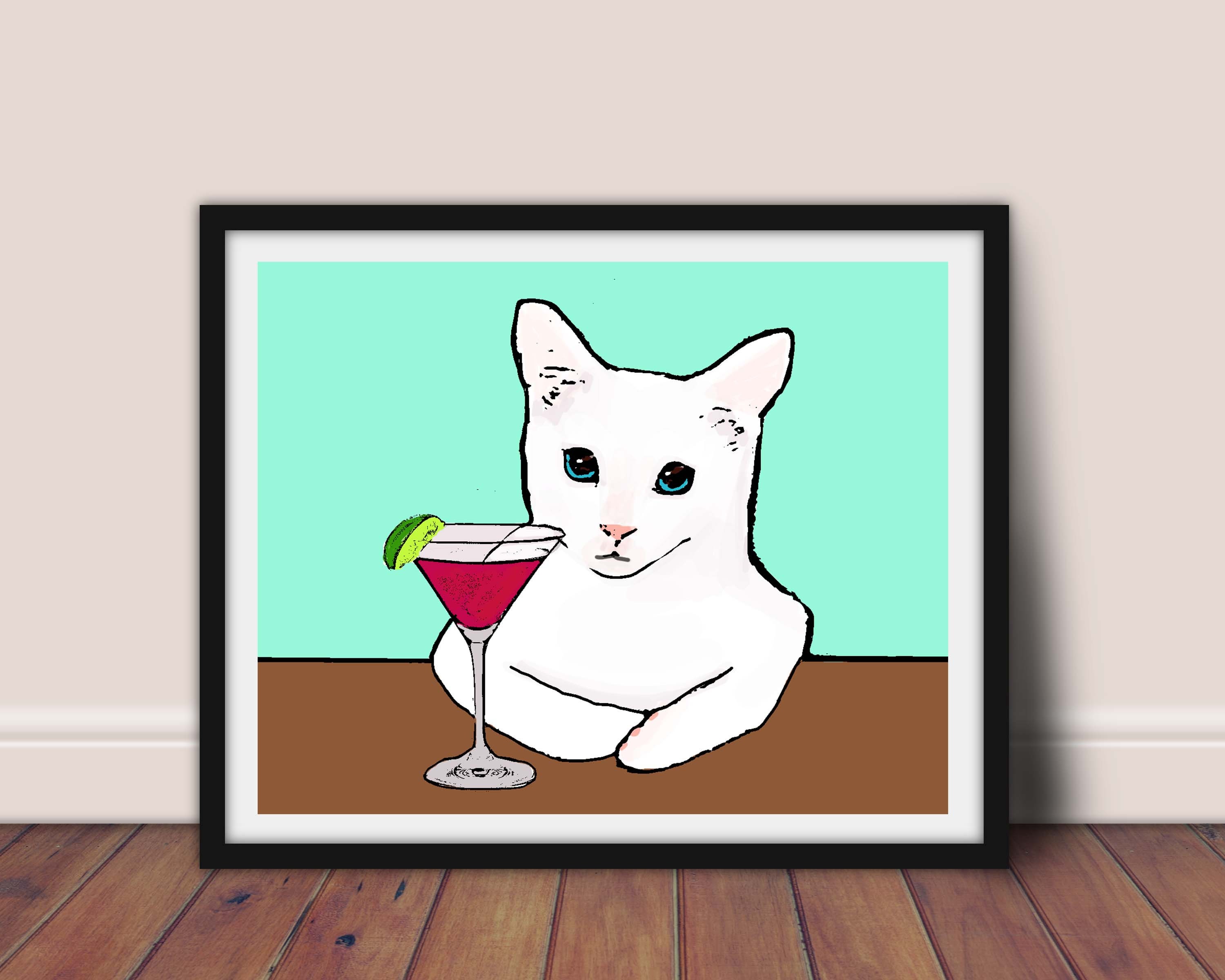 Cocktail Cat Pop Art // Funny Cat Art // Cat Cocktail // 10x8 Print - Etsy