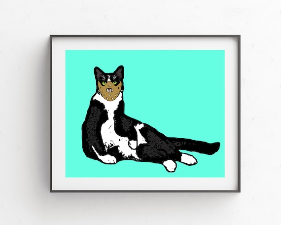 Horror Cat Hannibal Lecter // Horror Movie Cat Art // Silence | Etsy