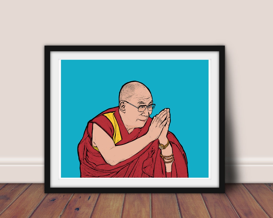 Dalai Lama Portrait // Dalai Pop Art Print // Dalai Lama Art | Etsy