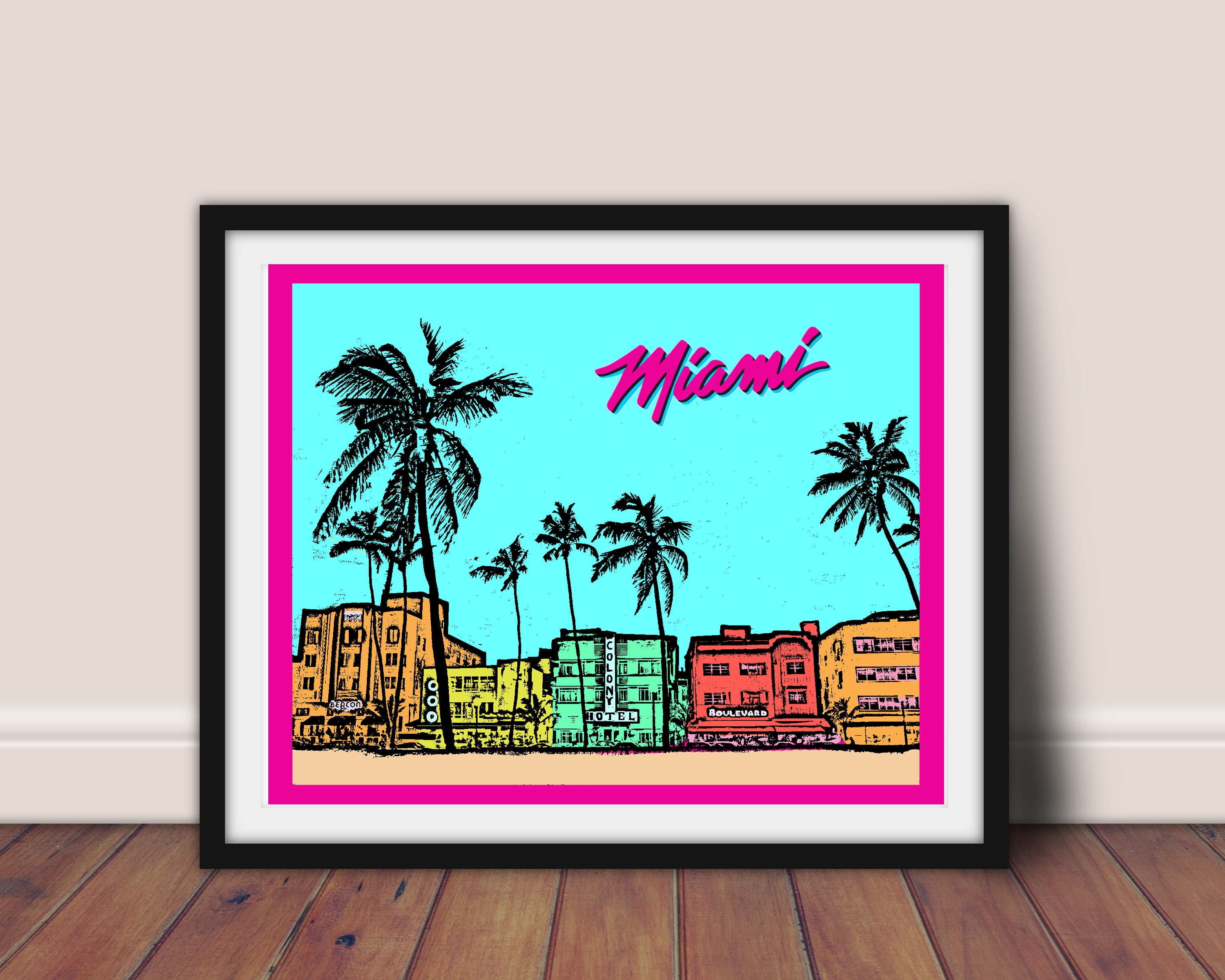 Miami Florida Pop Art Print // Miami Art // South Beach | Etsy