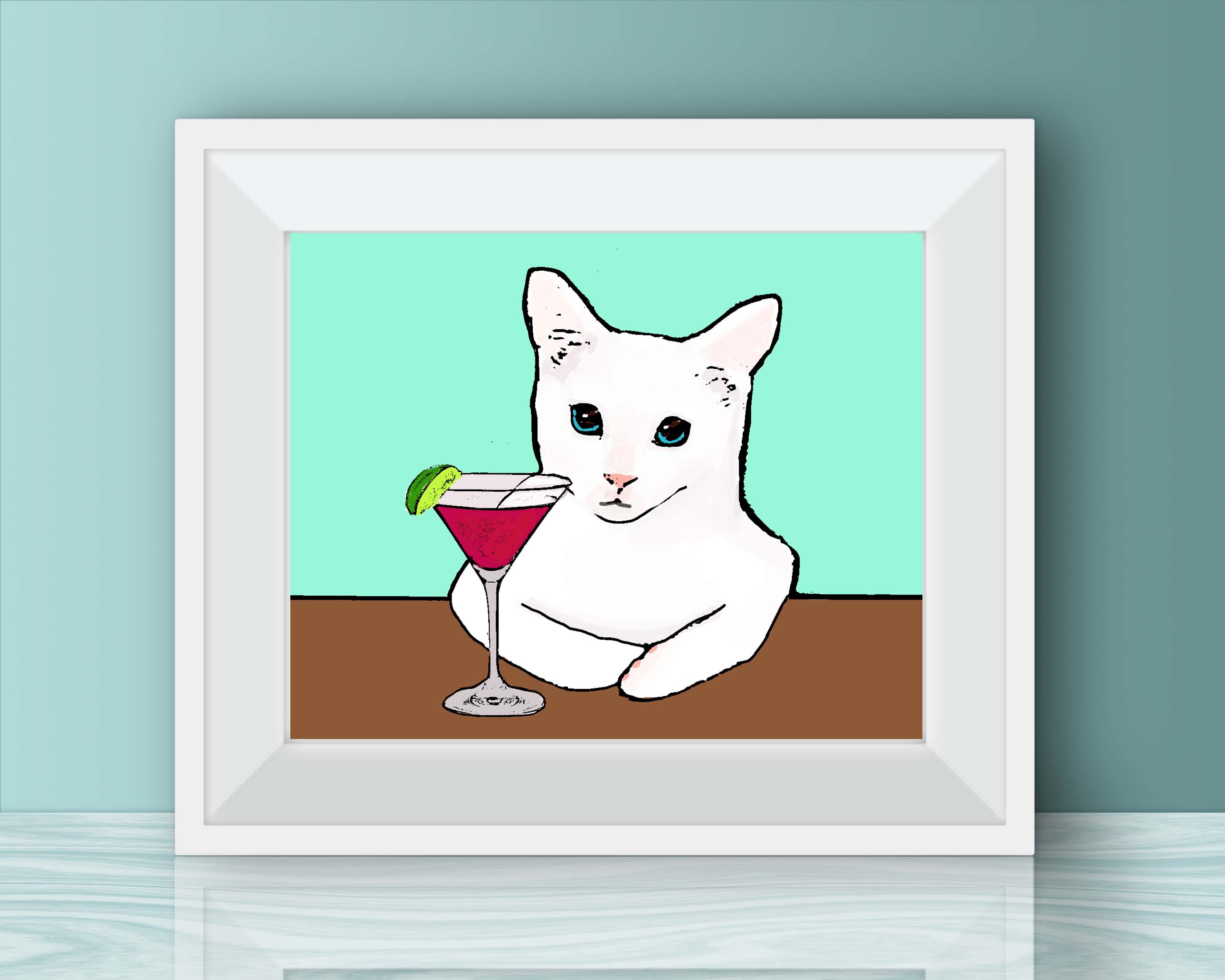 Cocktail Cat Pop Art // Funny Cat Art // Cat Cocktail // 10x8 Print - Etsy