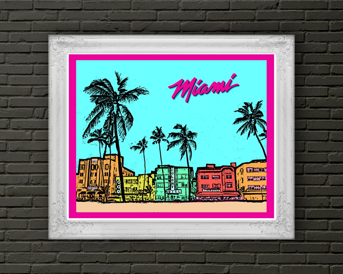 Miami Florida Pop Art Print // Miami Art // South Beach | Etsy