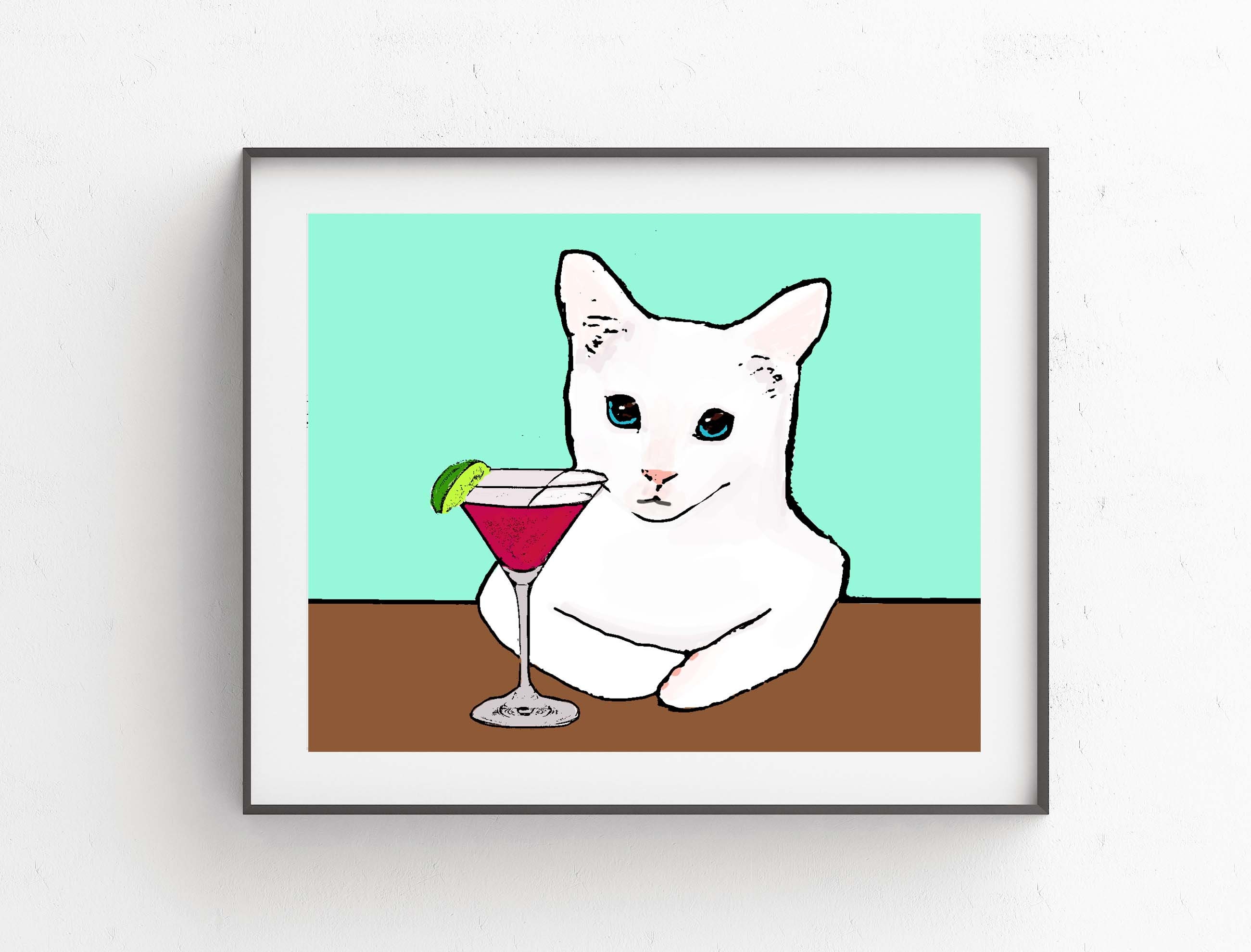 Cocktail Cat Pop Art // Funny Cat Art // Cat Cocktail // 10x8 Print - Etsy