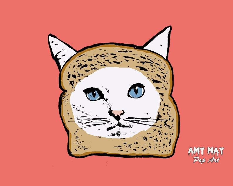 Toast Cat Pop Art // Cat Art // Bread Cat // 10x8 Print - Etsy
