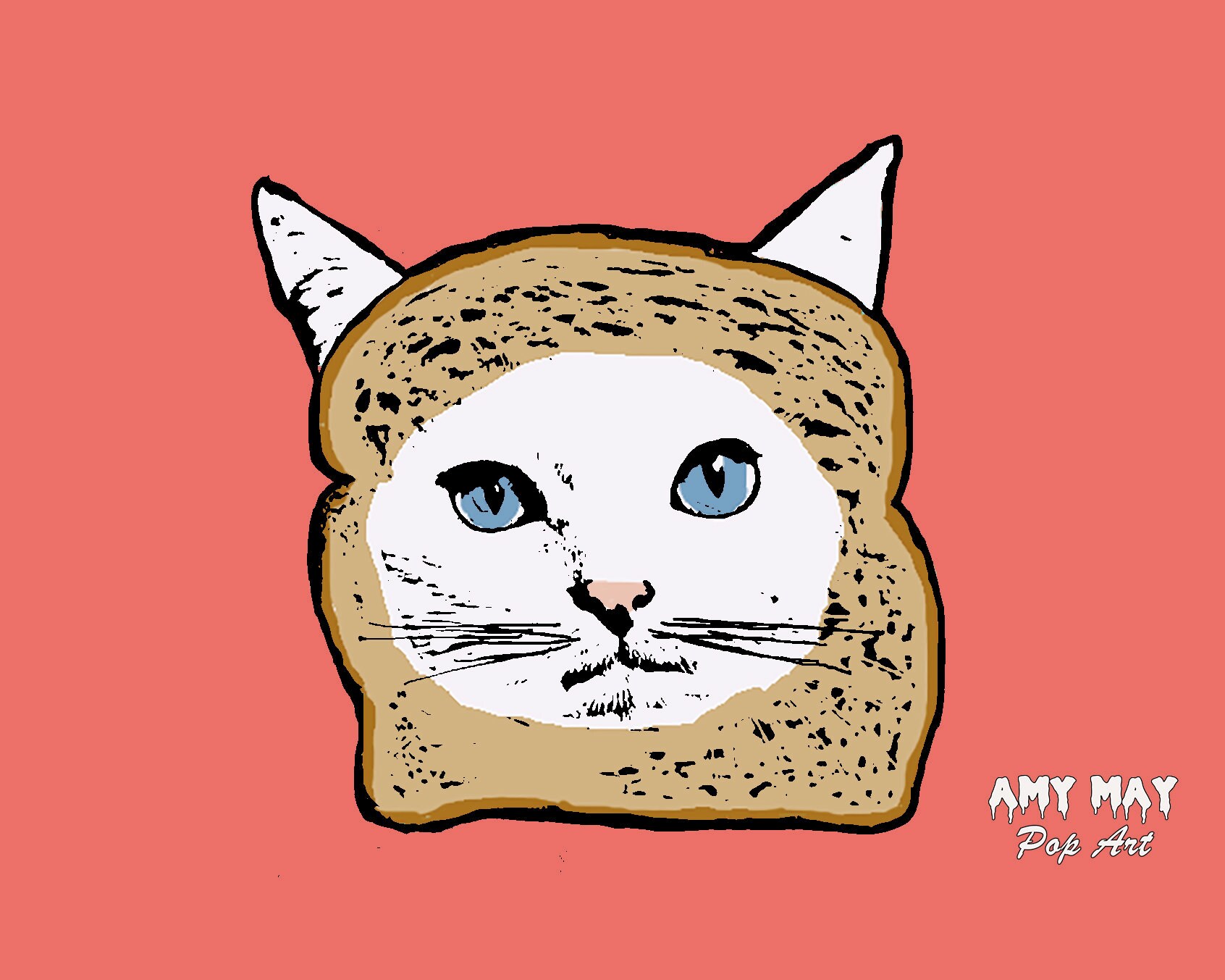Toast Cat Pop Art // Cat Art // Bread Cat // 10x8 Print | Etsy