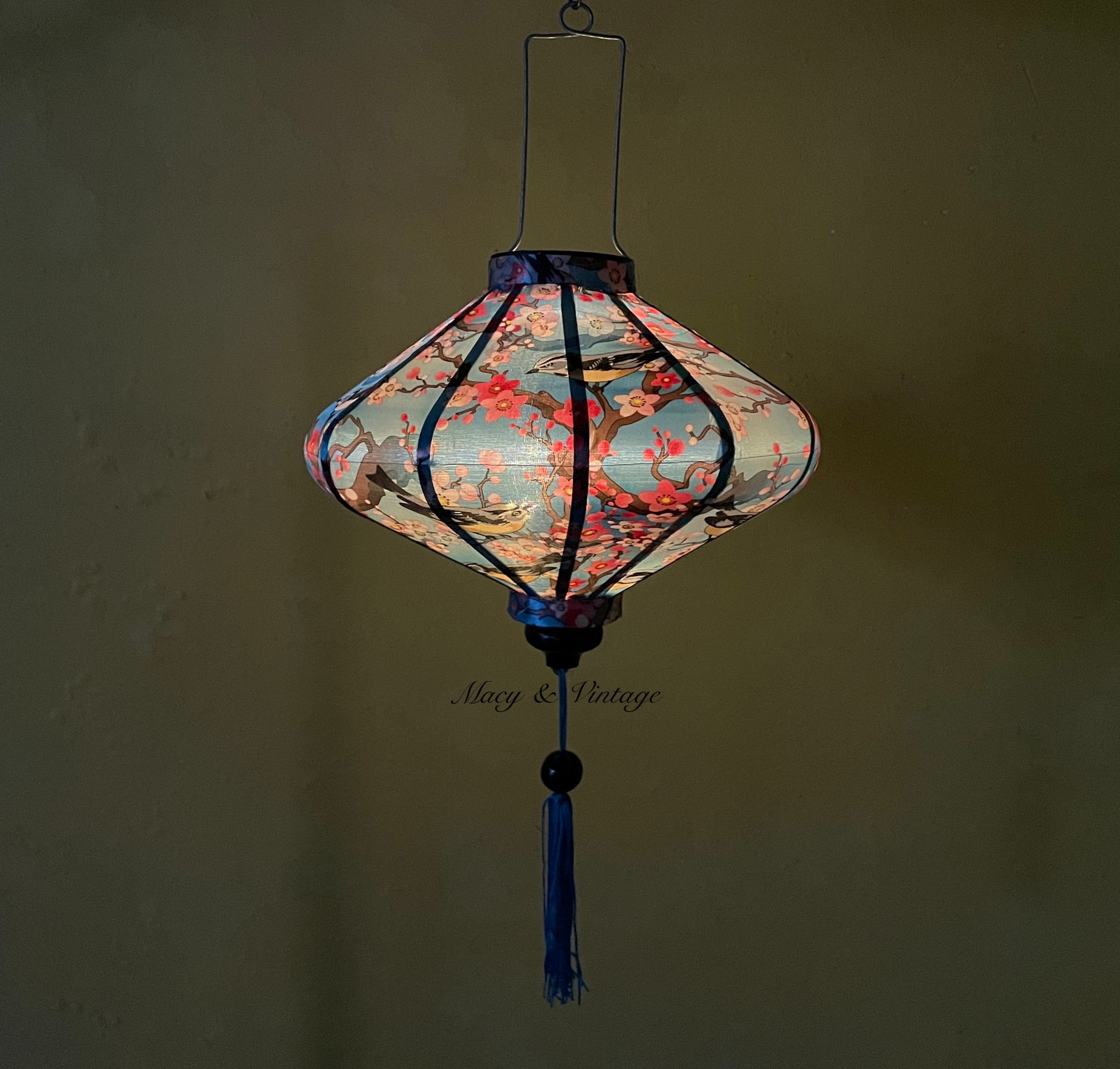 Waterproof Lantern , Floral Pattern, Fabric 34, Size 35cm - Home Lamps ...