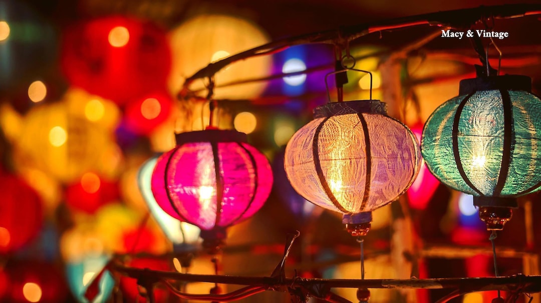 Set 8 Bamboo Lantern 10cm Balloon Shape Mix Color Custom Made Easy to ...