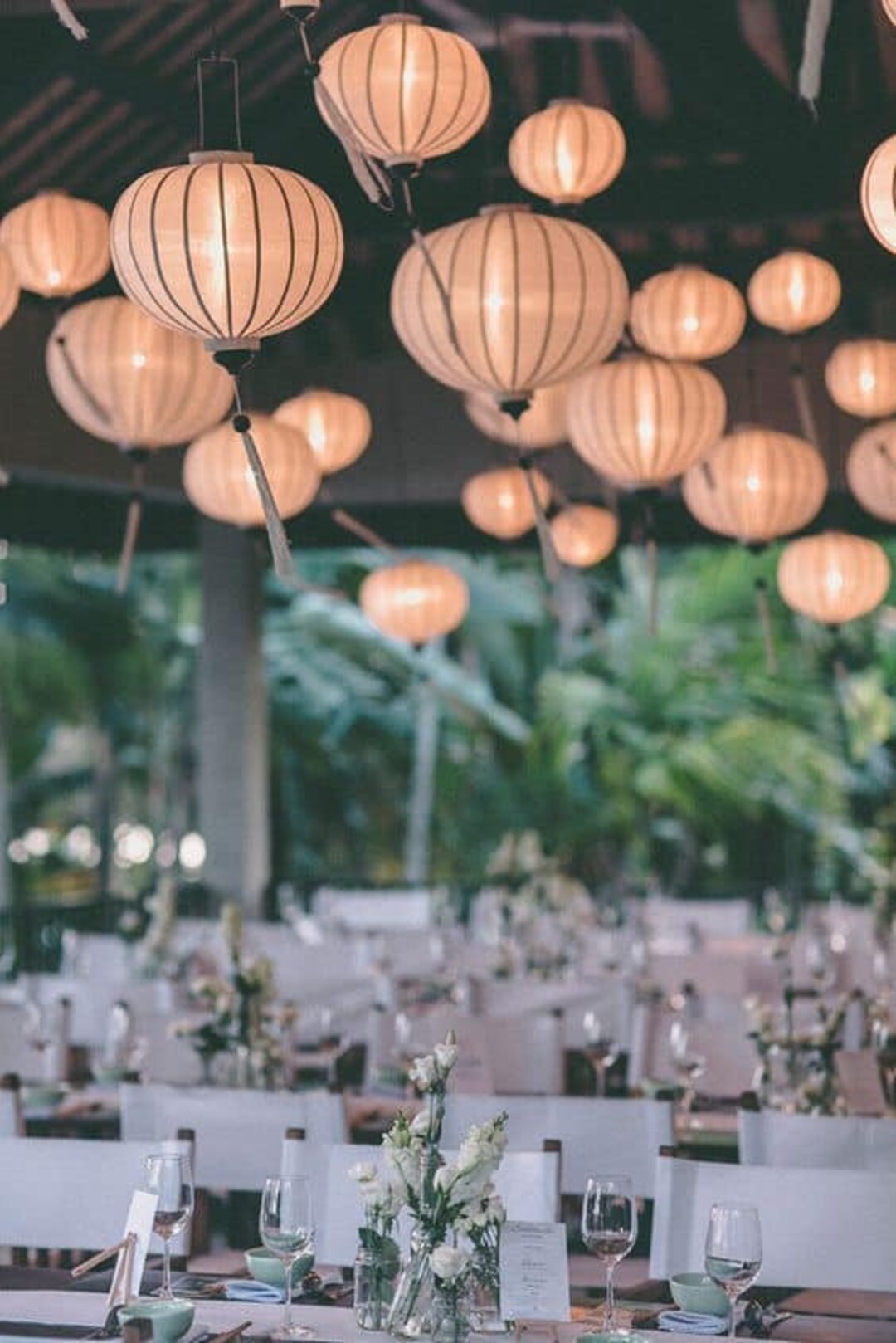 Set of 16 Lanterns 35cm - Ivory White Color - Round/balloon Shape ...