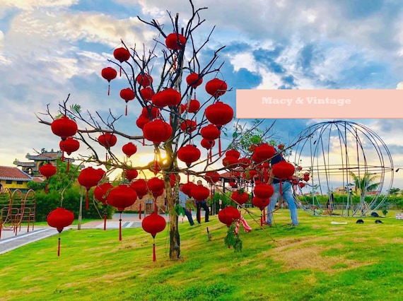 Set of 40 Lanterns 35cm Red Color With Patterns 10 - Etsy