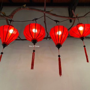 Set of 4 Bamboo Silk Lanterns 35cm - Red Color - Custom Made - Mix ...