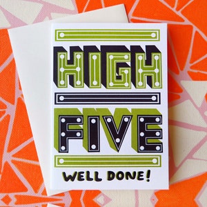 High Five Typographical Greeting Card - Etsy