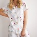 Women Pajamas English Floral, Pink Pajamas Set, Pyjamas Short Sleeved ...