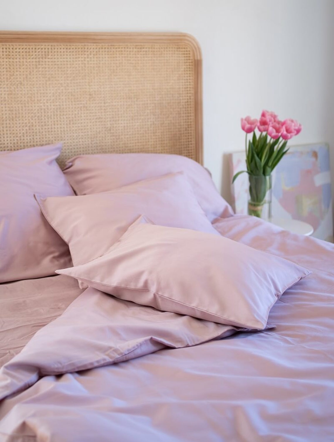 Plain Duvet Cover Dusty Pink, Quilt Cover, Pink Bedding, Cotton Cover ...