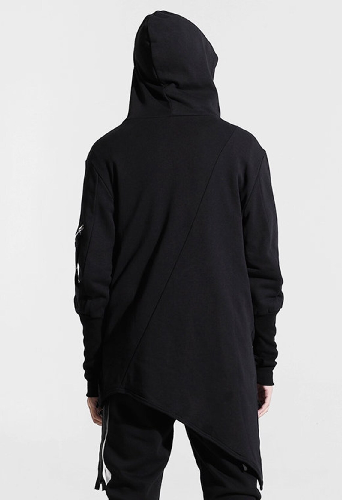 Men's Asymmetric Cut Zipper Sleeve Hooded Full Jacket | Etsy