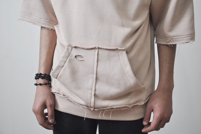 Cyberpunk Ripped Unsewn Raw Edges Cross Neck Short Sleeve - Etsy
