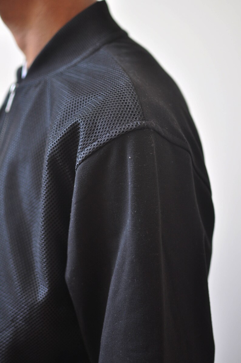 Mens Black Mesh Bomber Jacket Compose With Jersey Hoodie - Etsy