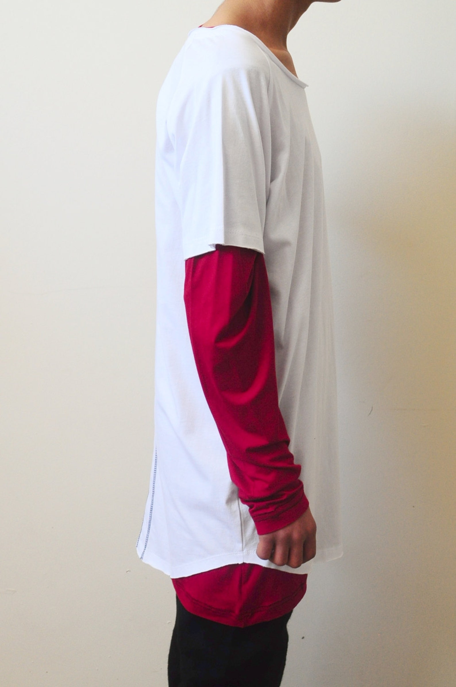 Mens Cotton Short Sleeve Wide Neck Raw Edges Lengthen Extended - Etsy