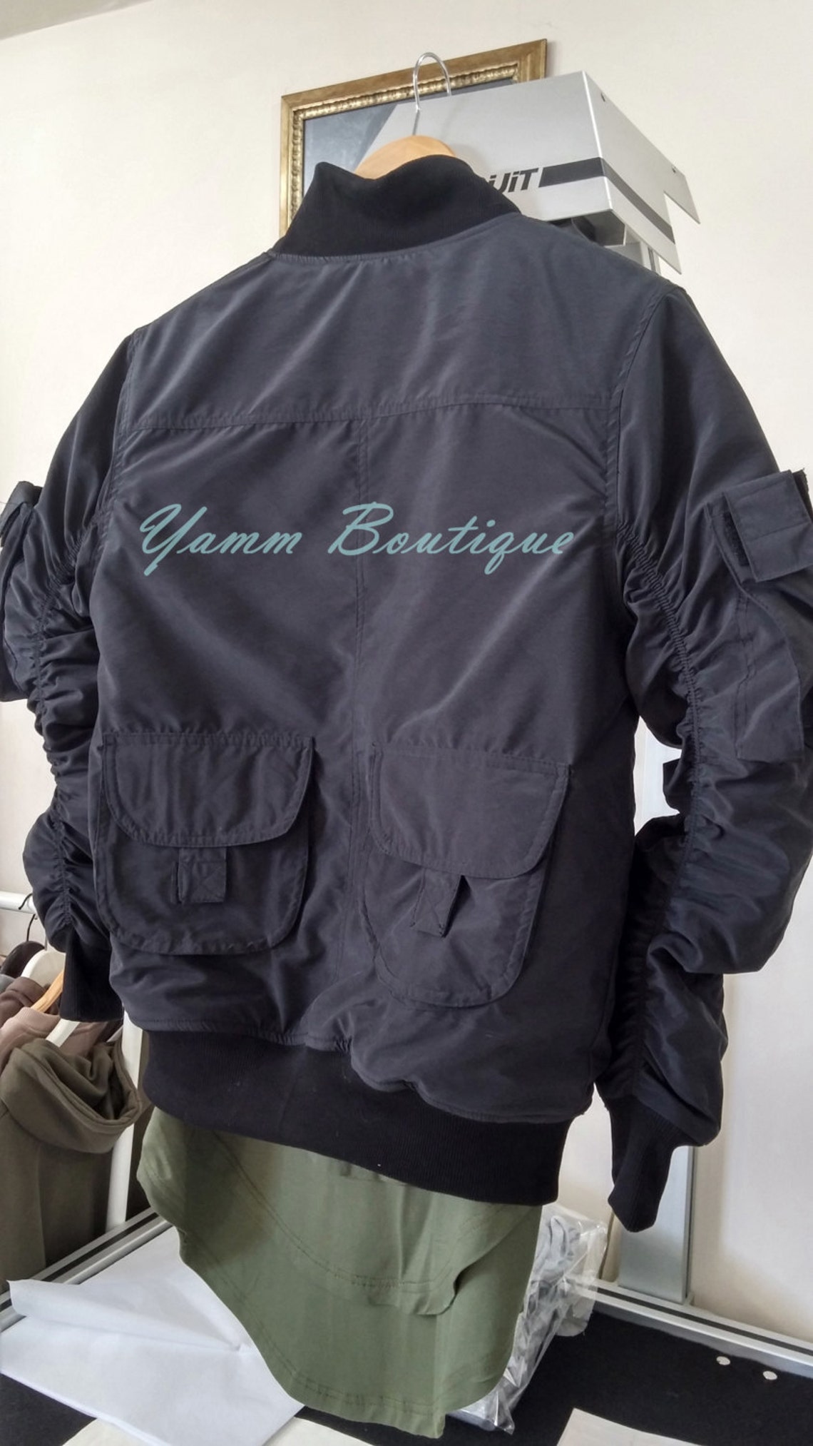 Men's Back Pocket Zipper Sleeves Quilted Bomber Jacket / | Etsy