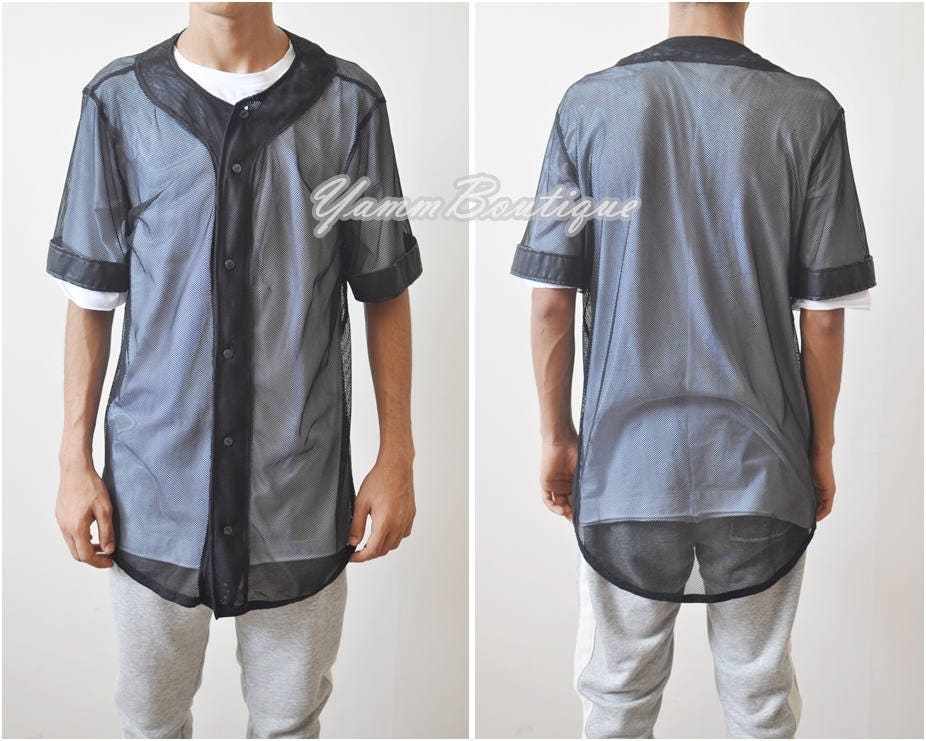Black Mesh Full Button Custom Baseball Jerseys With Faux - Etsy