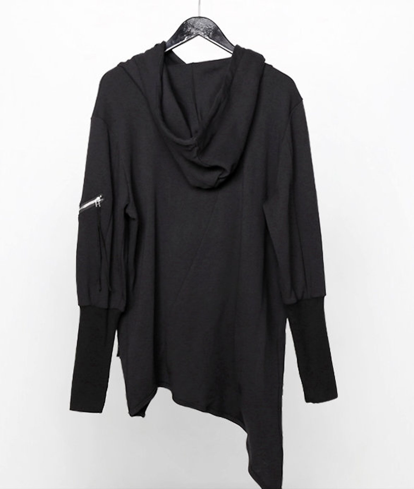 Men's Asymmetric Cut Zipper Sleeve Hooded Full Jacket | Etsy