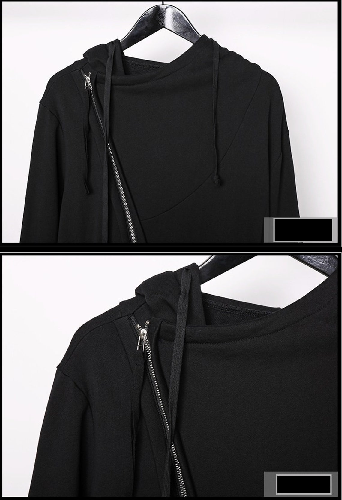 Men's Asymmetric Cut Zipper Sleeve Hooded Full Jacket | Etsy