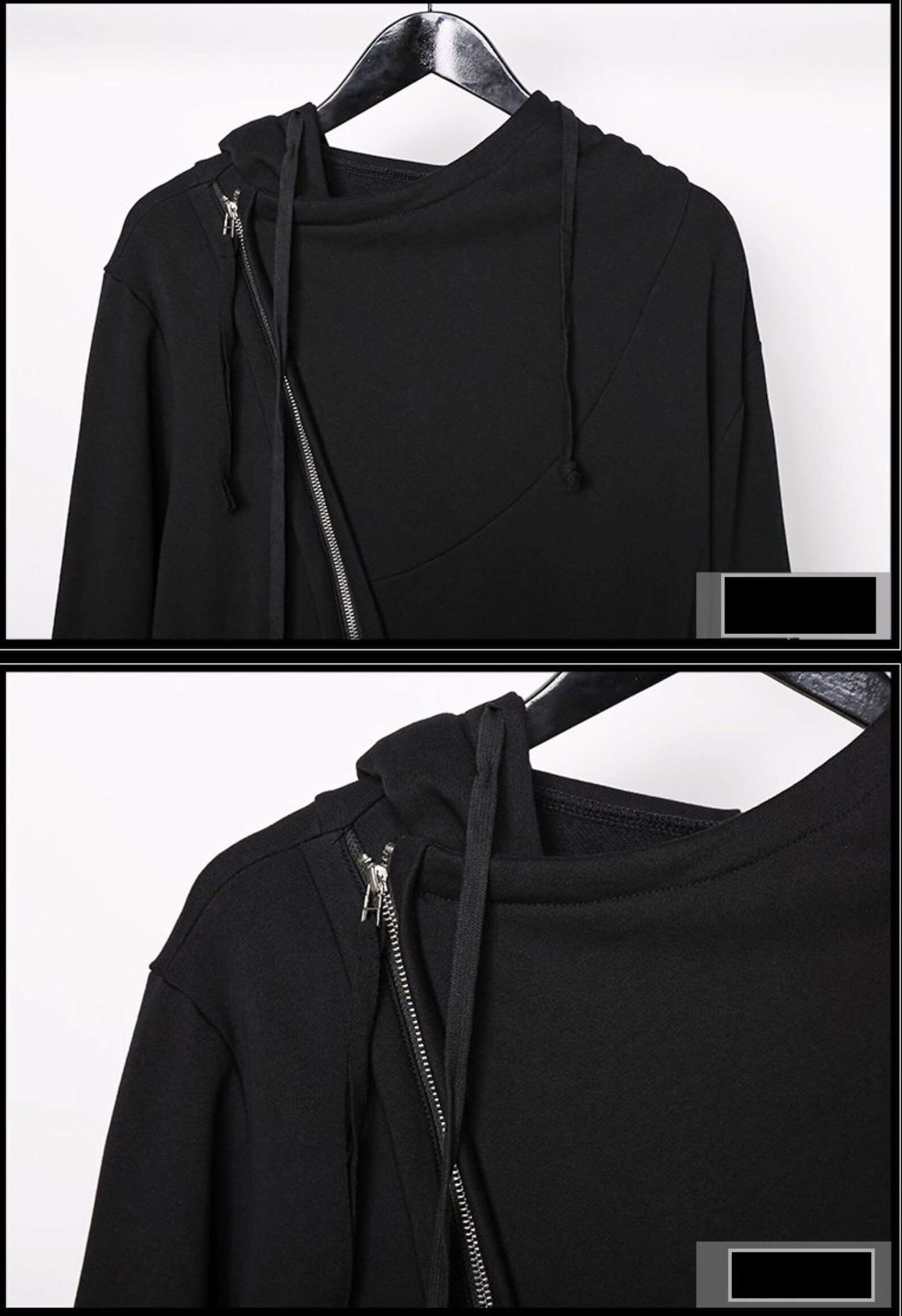 Men's Asymmetric Cut Zipper Sleeve Hooded Full Jacket | Etsy