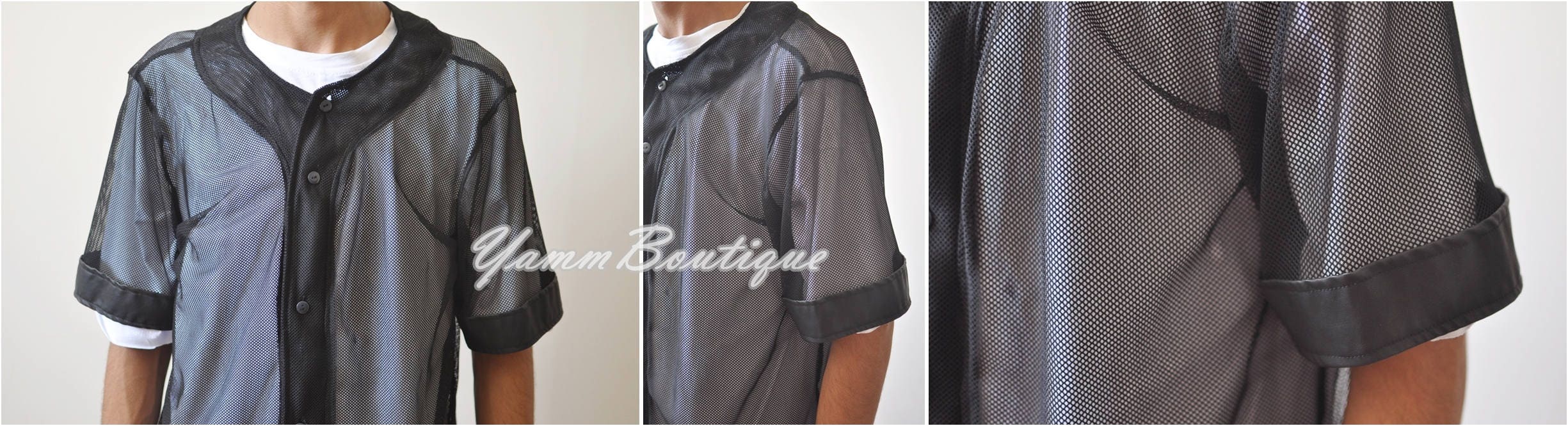 Black Mesh Full Button Custom Baseball Jerseys With Faux - Etsy