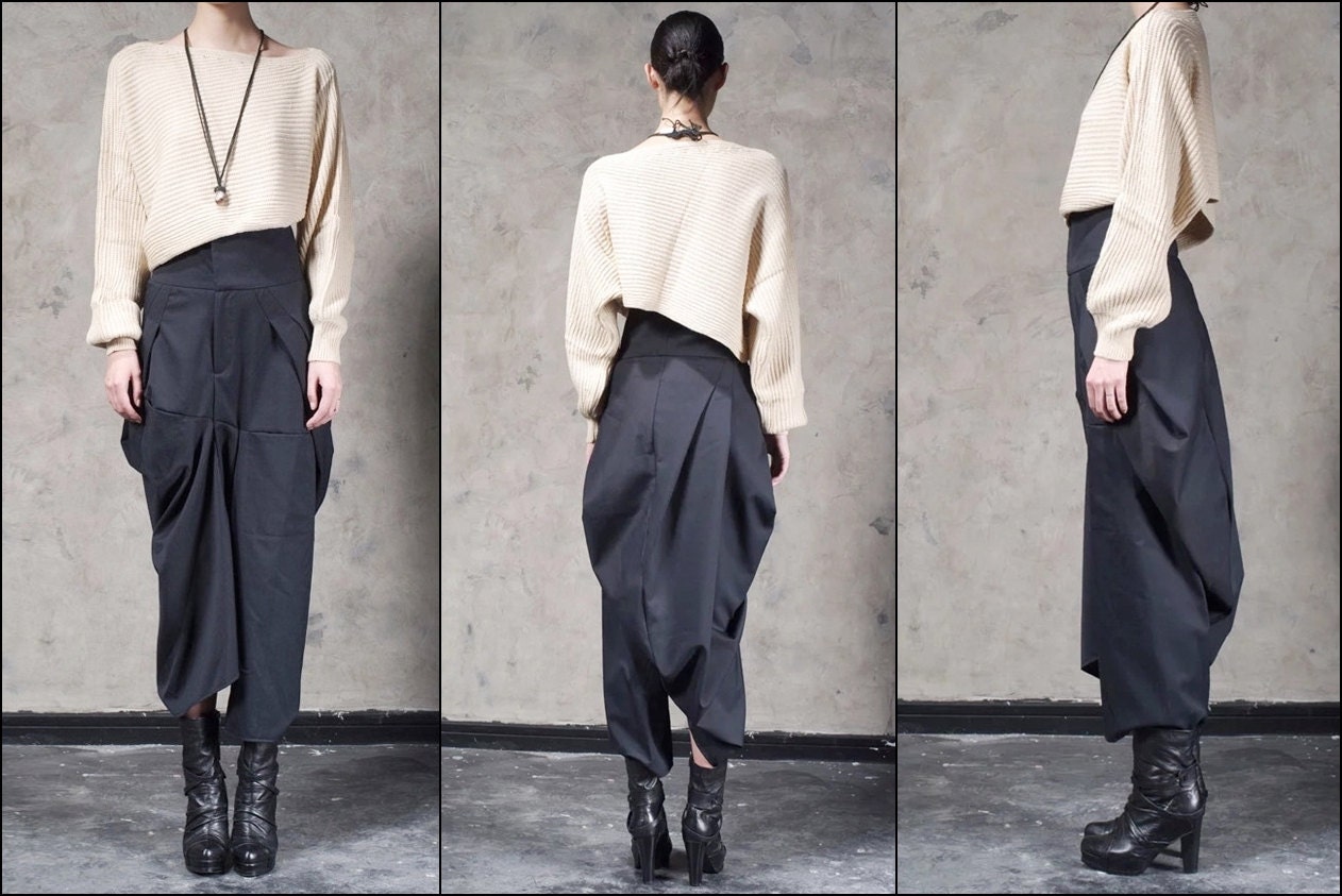 Women Original Design High Waist Wide Leg Culottes Big Crotch | Etsy