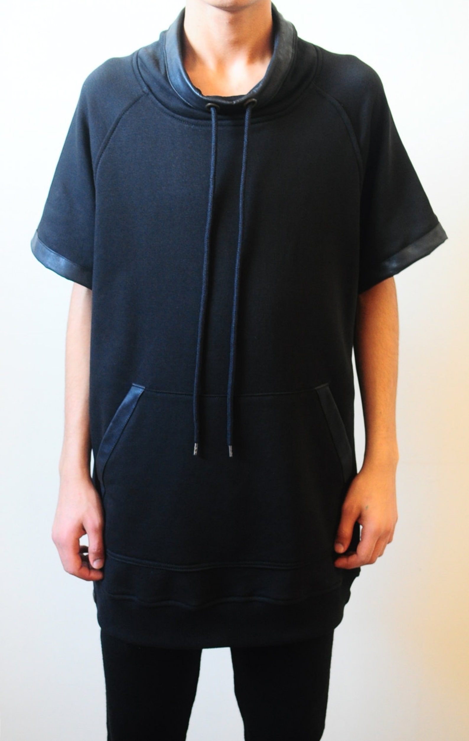 Men's Essential Short Sleeve Turtle Neck with Leather | Etsy