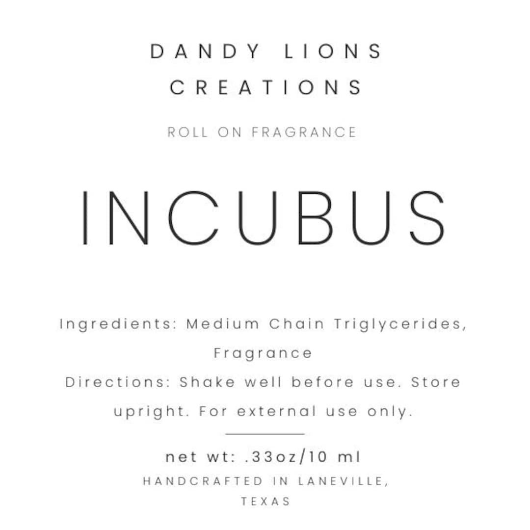 Incubus Fragrance | Dandy Lions Creations | Goth Perfume Oil ...