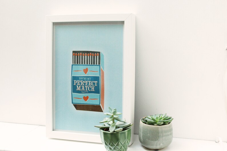 Perfect Match A4 Art Print // Anniversary // Wedding // Recycled Paper ...