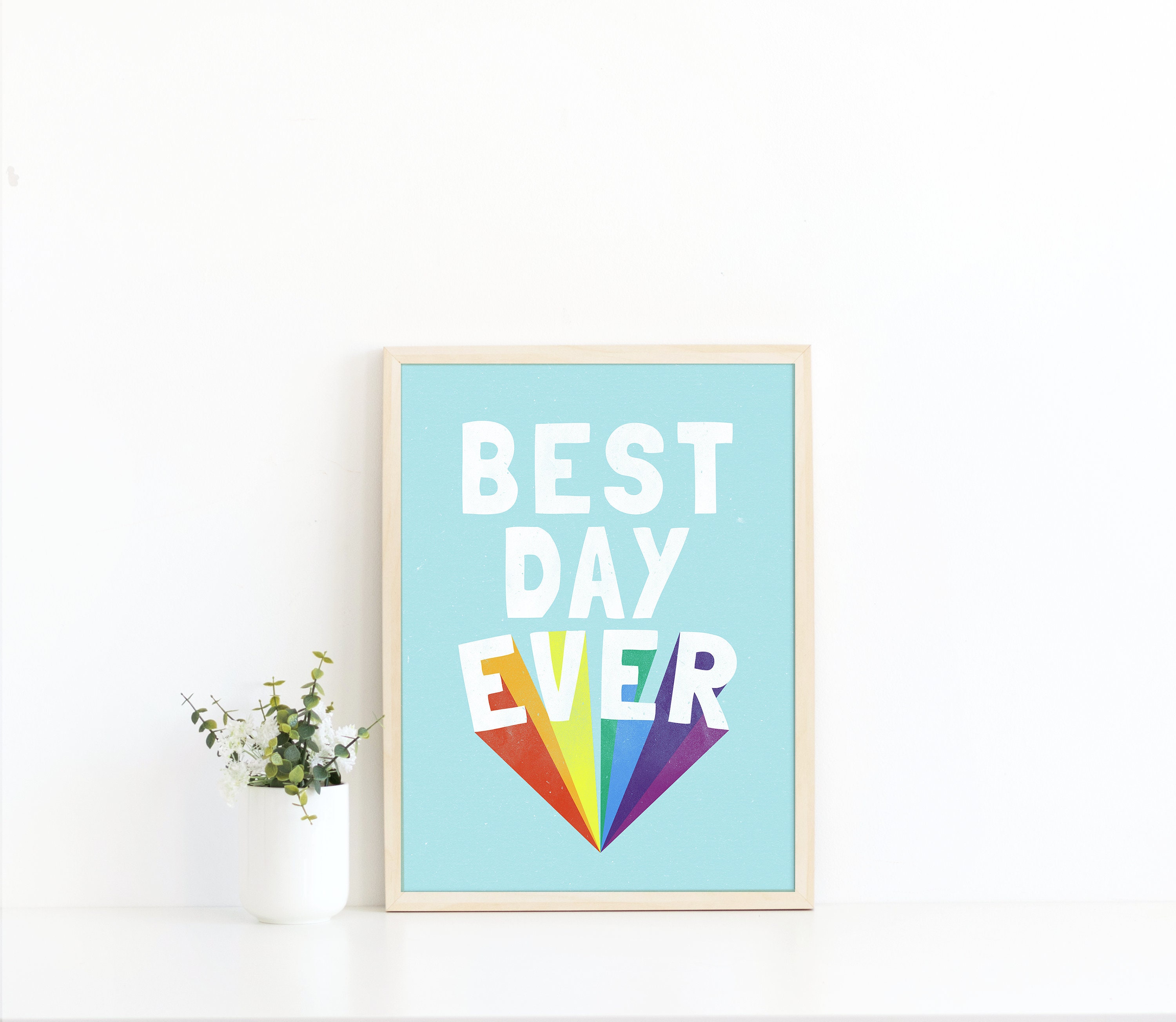 BEST DAY EVER // Blue Rainbow // Original Art Print // A3 // - Etsy