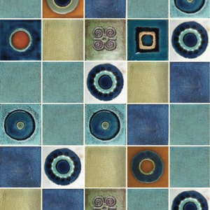 50 African HAND PAINTED TILES Vumba Patchwork 50 Tile Box Set 10cm X ...