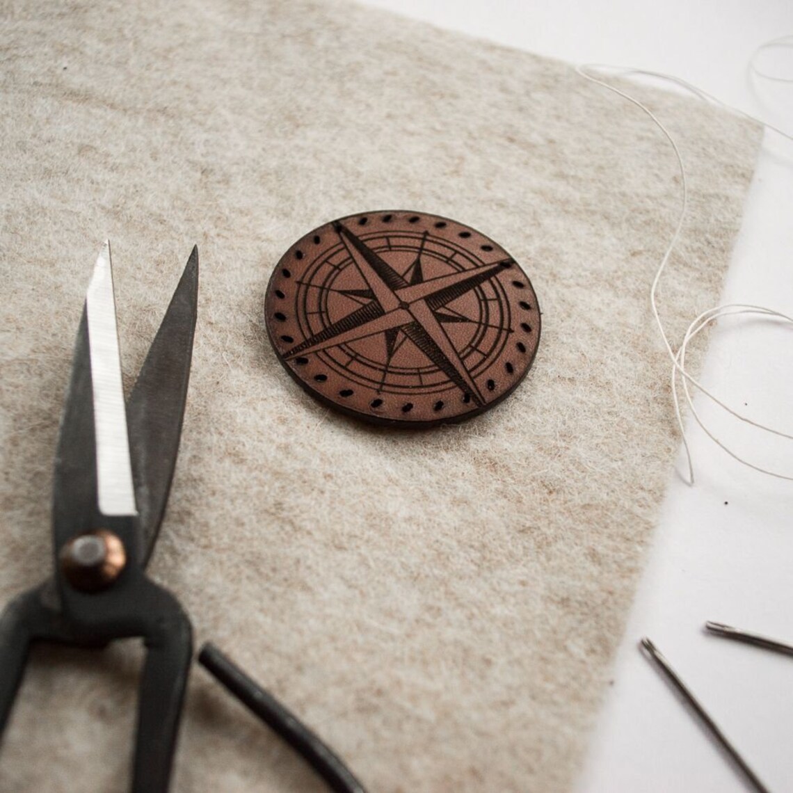Leather patch EXPLORER with compass for adventurers patches | Etsy