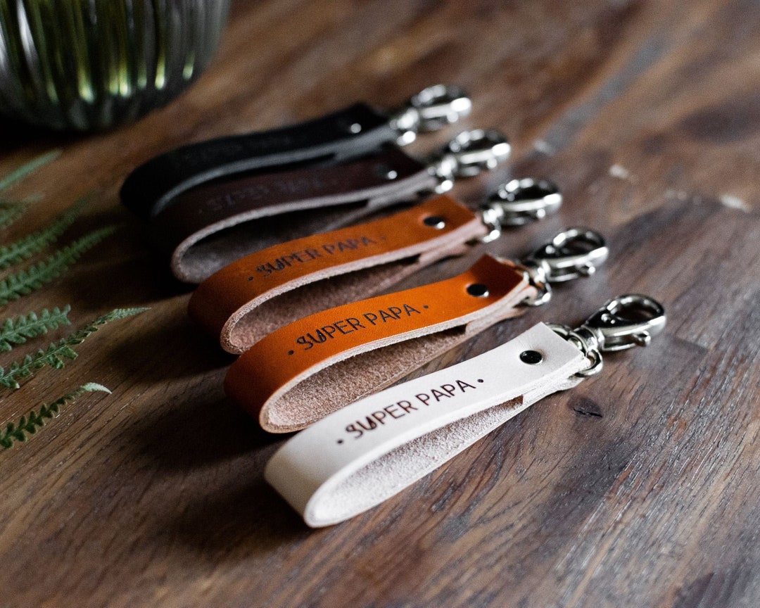 Leather Keyring SUPER PAPA, Leather Keyholder Perfect Gift for Dad ...